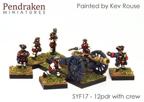 Pendraken 10mm Seven Years War French 12pdr gun with crew