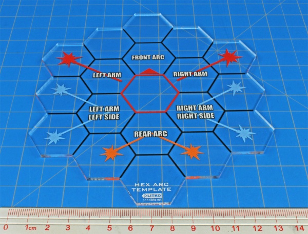 Premium Printed Mecha Hex Map Fire Arc Template