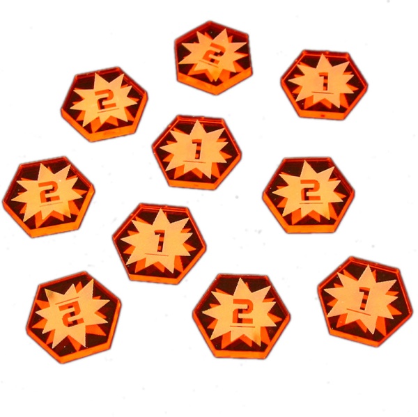 Space Fighter 1-2 Damage Tokens Fluorescent Amber 10