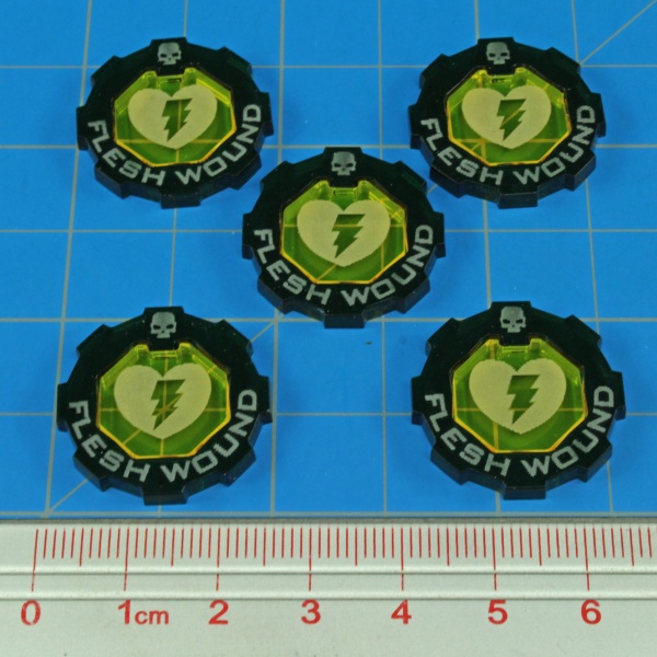 Armageddon Flesh Wound Token Set Transparent Yellow & Translucent Green 5