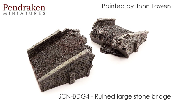 Pendraken 10mm SCENERY Bridges Ruined large stone bridge