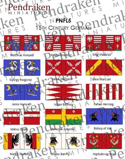 Pendraken 10mm Medieval Flags 15th Century Hungarian
