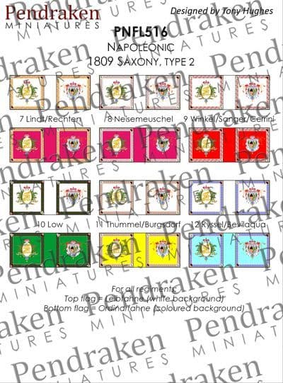 Pendraken 10mm Napoleonic Flags 1809 Saxony type 2