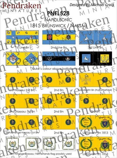 Pendraken 10mm Napoleonic Flags 1815 Brunswick & Nassau