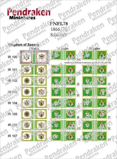 Pendraken 10mm 19th Century Flags 1860s Saxon flags