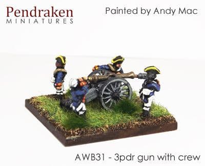 Pendraken 10mm AWI British 3pdr gun with crew