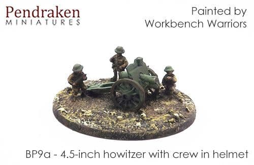 Pendraken 10mm WWI British 4.5-inch howitzer with crew in helmet