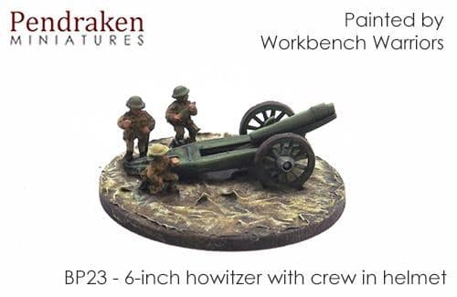 Pendraken 10mm WWI British 6-inch howitzer with crew in helmet