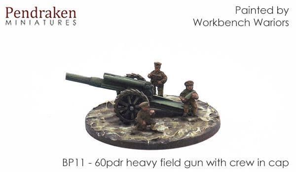 Pendraken 10mm WWI British 60pdr heavy field gun with crew in cap