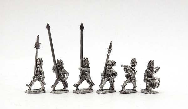 Pendraken 10mm AWI Hessian fusilier command, advancing (15)