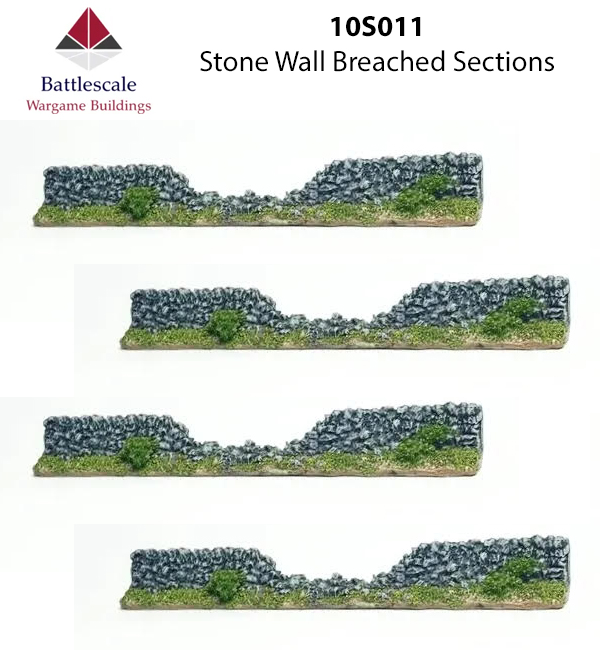 BATTLESCALE 10mm Stone Wall Breached Sections