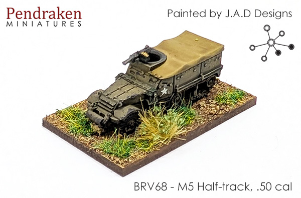 Pendraken 10mm WWII British M5 half-track, with .50cal