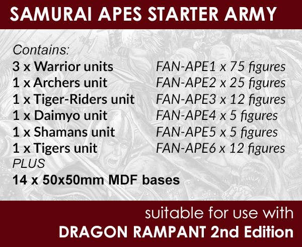 Pendraken 10mm-12mm FANTASY Dragon Rampant Samurai Apes Starter Pack