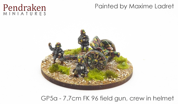 Pendraken 10mm WWI German 77mm field gun, crew in helmet