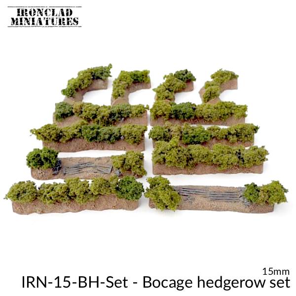 Ironclad Miniatures - 15mm Terrain - Bocage Hedgerows Bocage hedgerow set