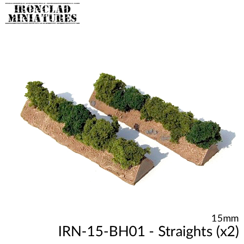 Ironclad Miniatures - 15mm Terrain - Bocage Hedgerows Straights