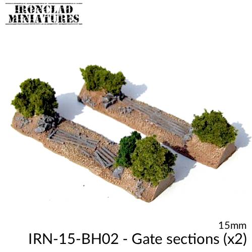 Ironclad Miniatures - 15mm Terrain - Bocage Hedgerows Gate sections