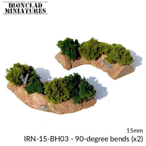 Ironclad Miniatures - 15mm Terrain - Bocage Hedgerows 90-degree bends