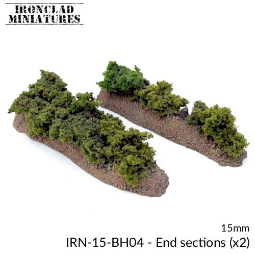 Ironclad Miniatures - 15mm Terrain - Bocage Hedgerows End sections
