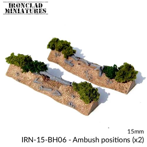 Ironclad Miniatures - 15mm Terrain - Bocage Hedgerows Ambush positions