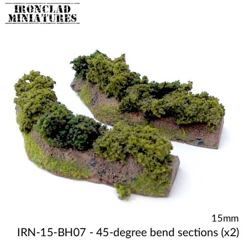 Ironclad Miniatures - 15mm Terrain - Bocage Hedgerows 45-degree bend ...