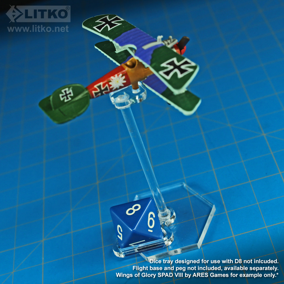 Flight Stand Dice Tray for D8 Dice Clear 5