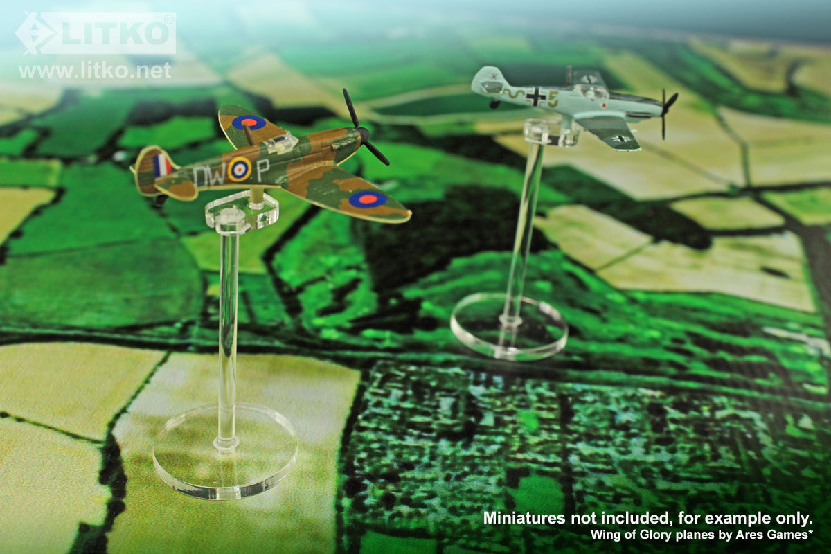 28mm Circle Flight Stands with 2& pegs 3mm Clear 10