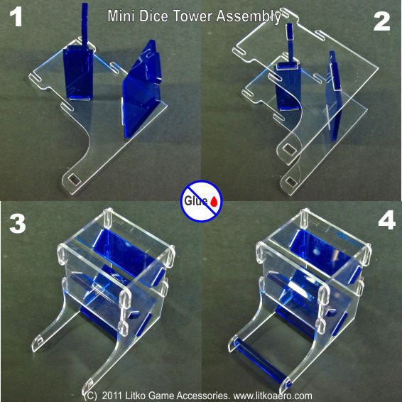 Mini Dice Tower Kit Translucent Blue & Clear