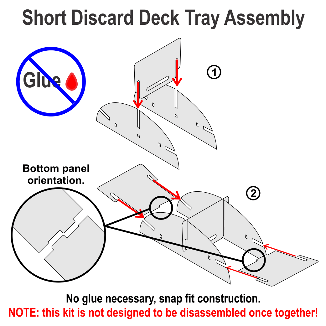 Mini-Sized Card Deck Tray with Discard Tray Short 40-60 Cards