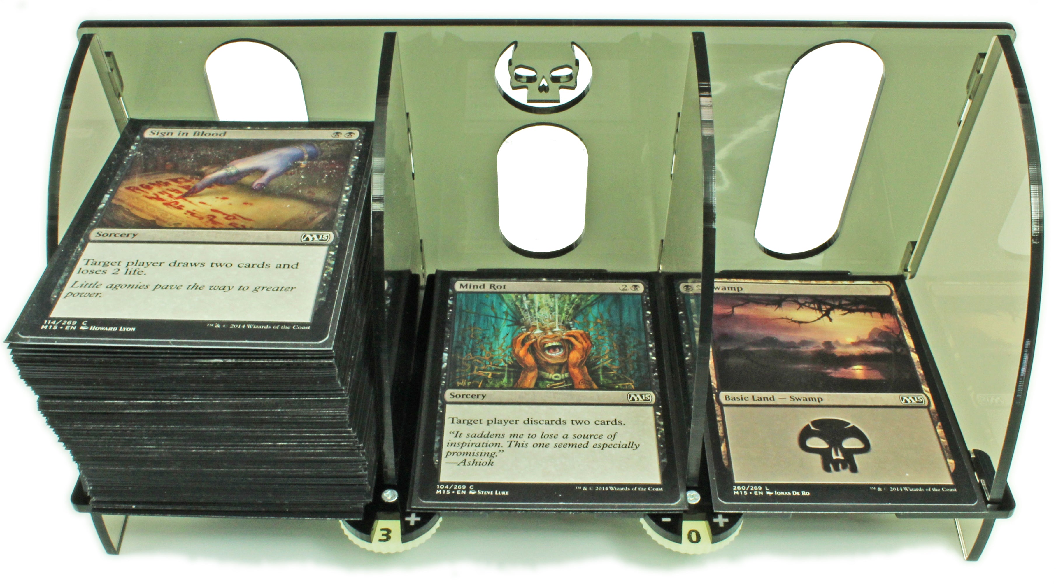 Card Deck Tray with Life Count Dials MtG Black