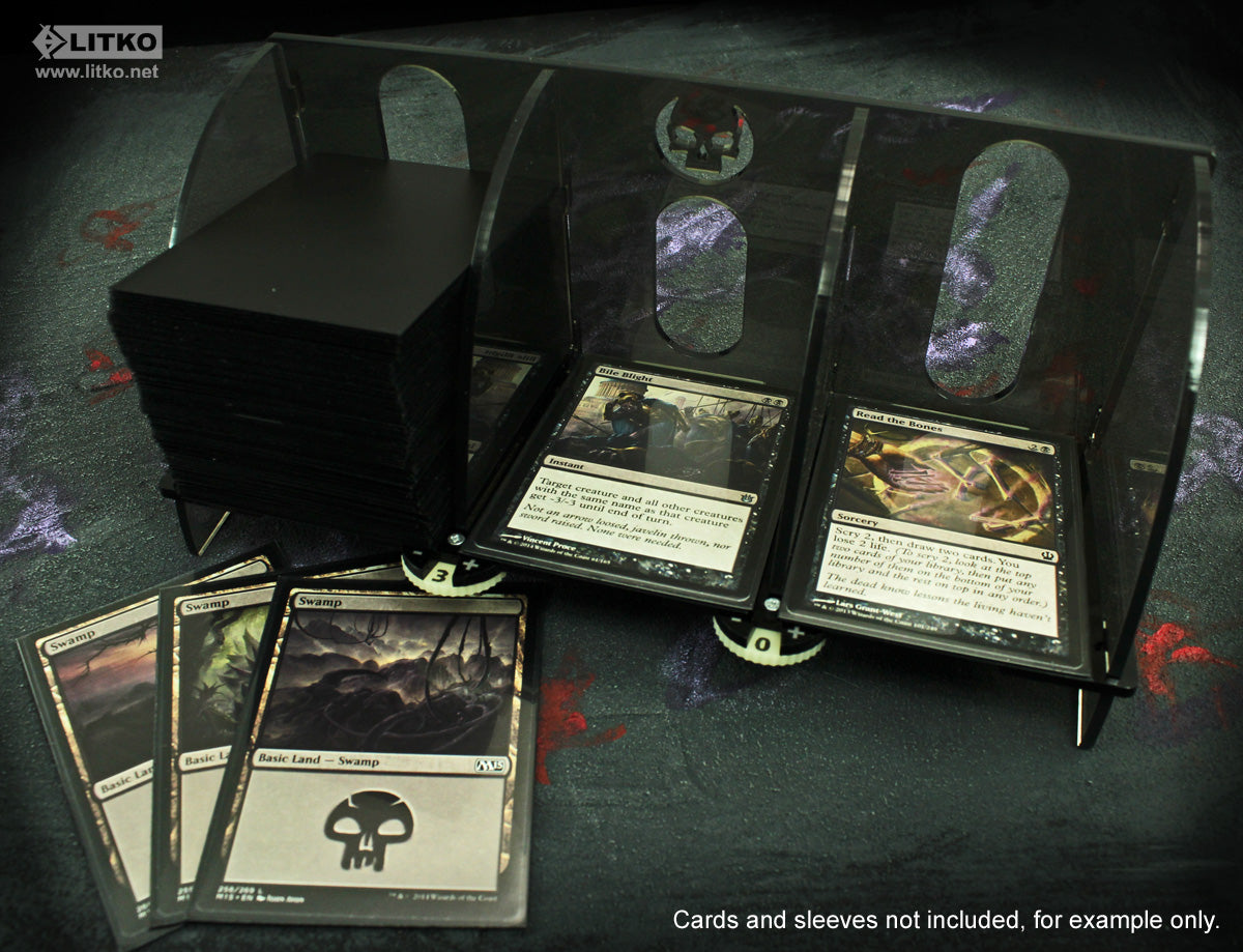 Card Deck Tray with Life Count Dials MtG Black