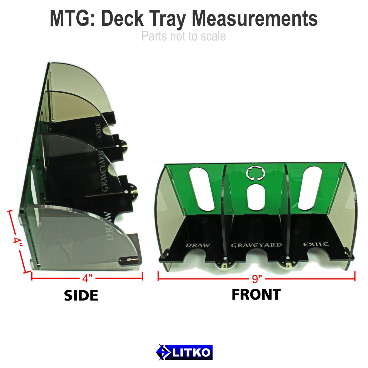 Card Deck Tray with Life Count Dials MtG Green