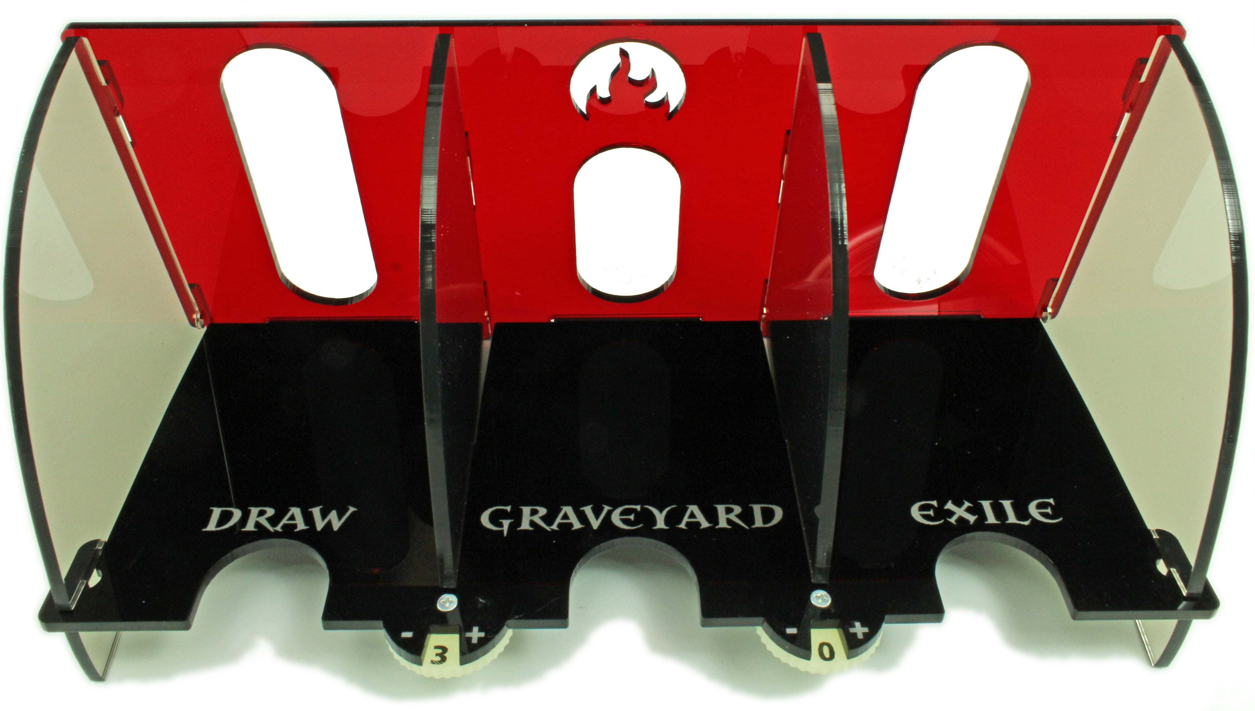 Card Deck Tray with Life Count Dials MtG Red