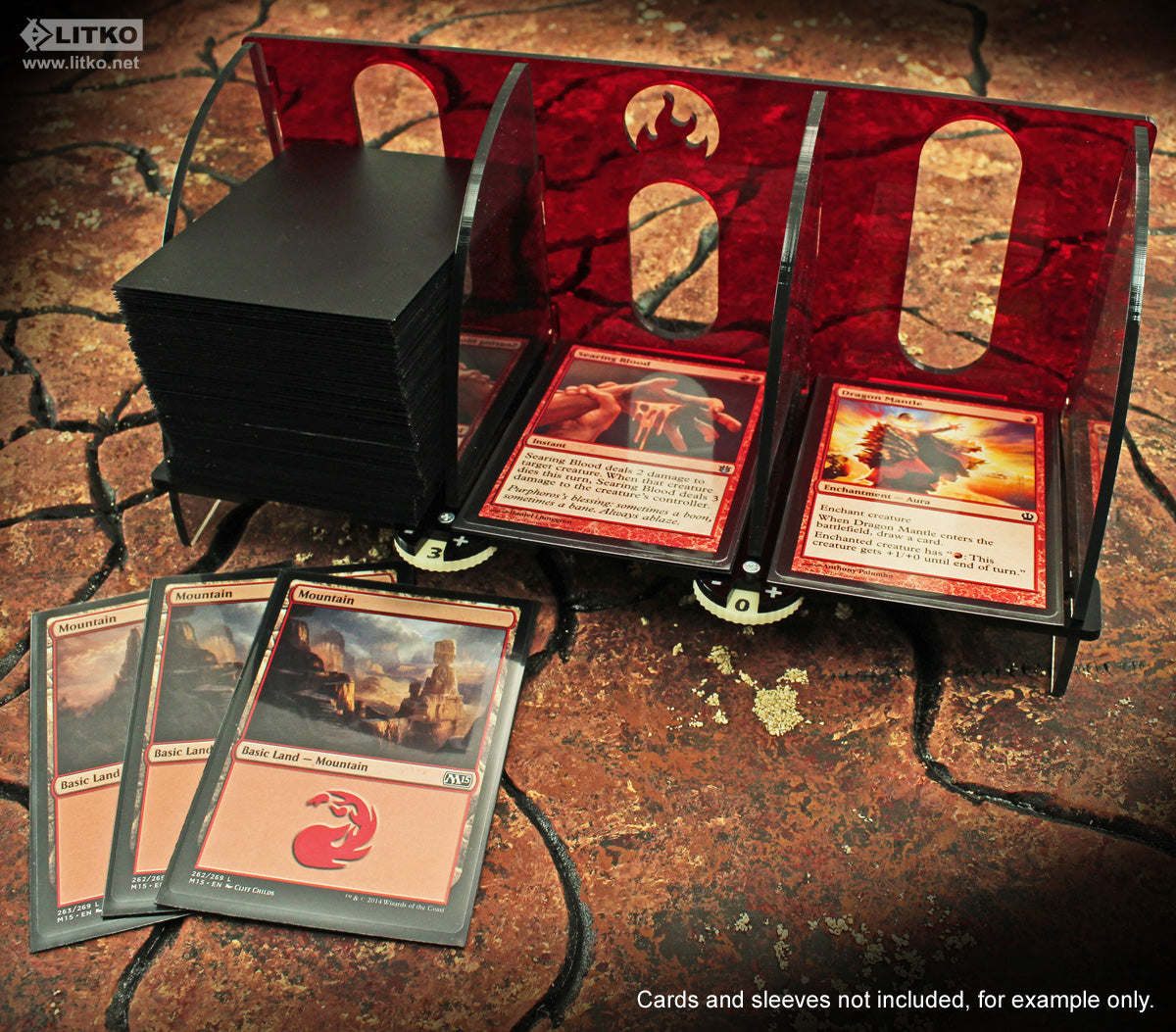 Card Deck Tray with Life Count Dials MtG Red