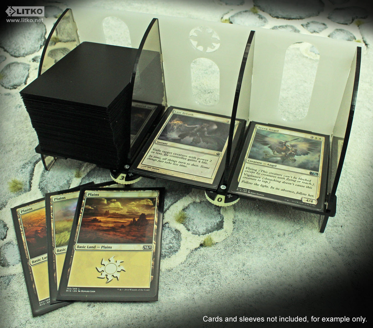 Card Deck Tray with Life Count Dials MtG White