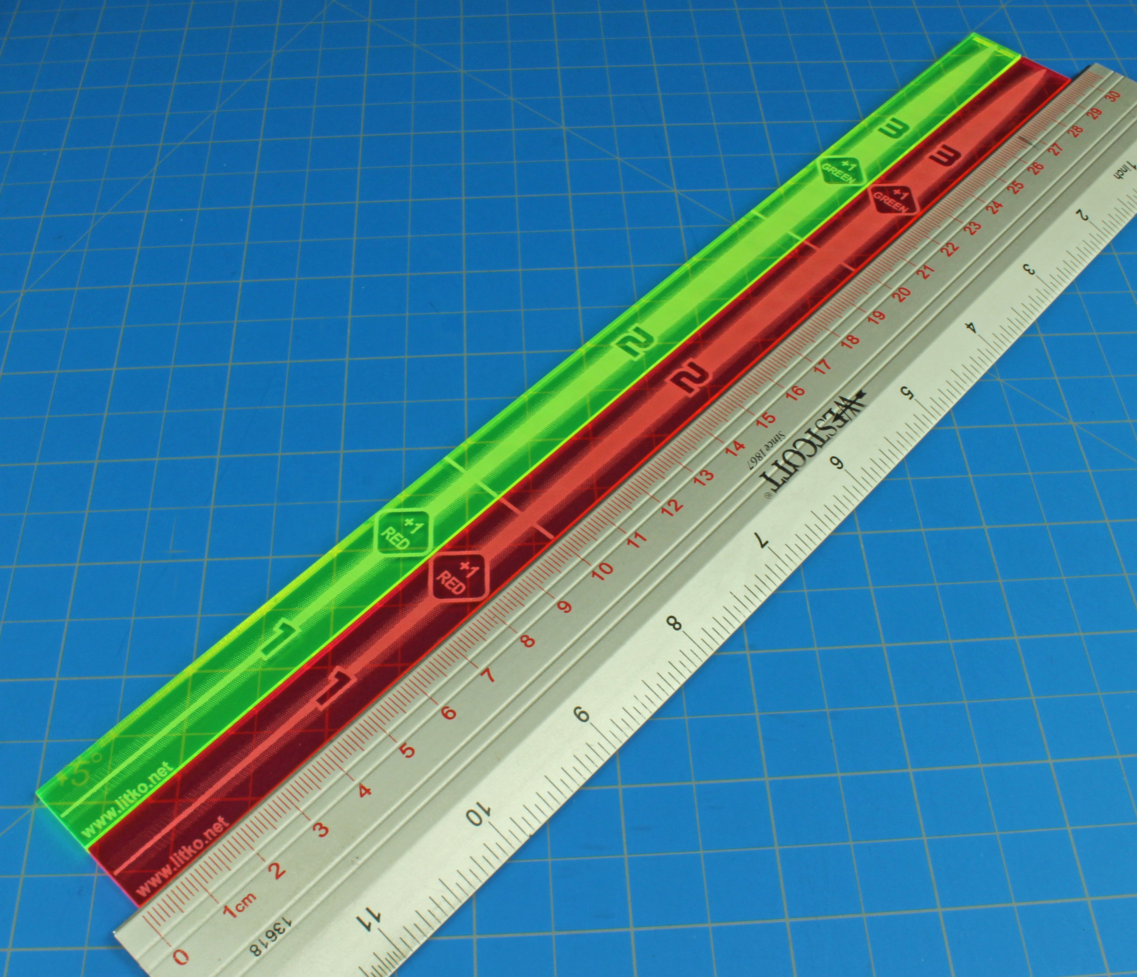 Space Fighter 2nd Ed Range Ruler Set Fluorescent Green & Fluorescent Pink 2