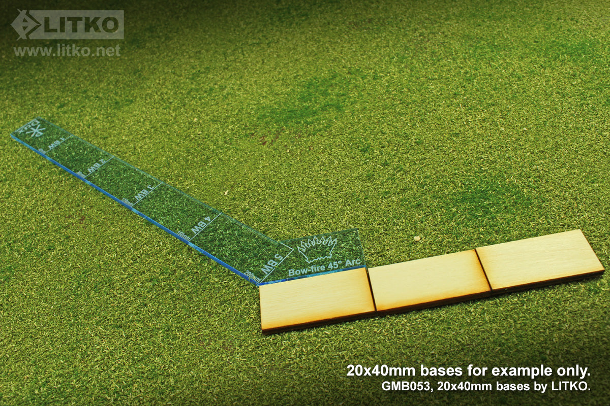 40mm Ruler with Fire Arc Dux Bellorum Transparent Light Blue