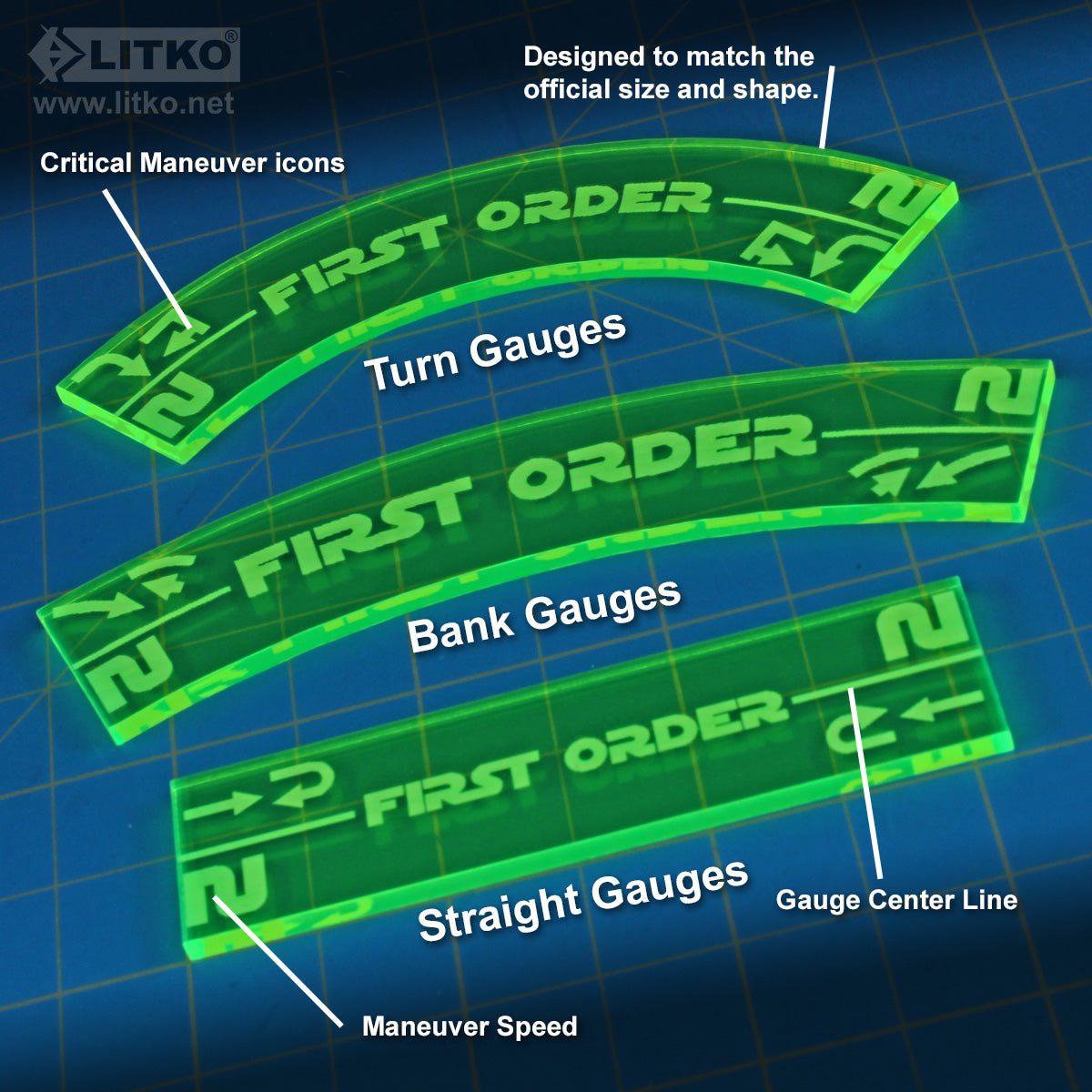 Space Fighter 2nd Ed First Order Maneuver Gauge Set Fluorescent Green 11