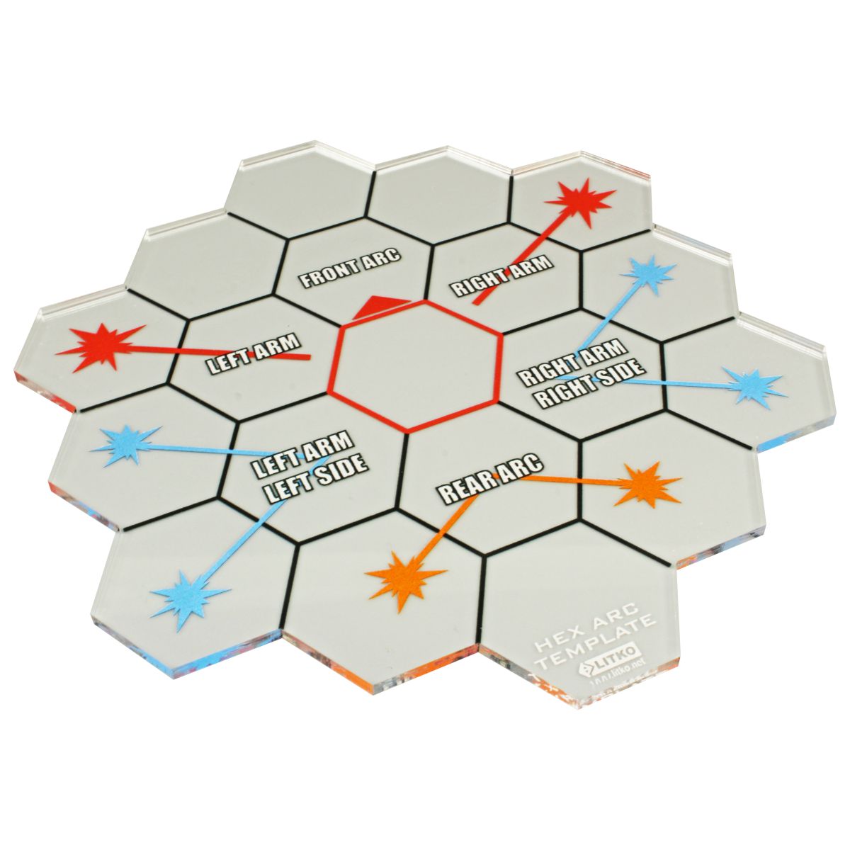 Premium Printed Mecha Hex Map Fire Arc Template