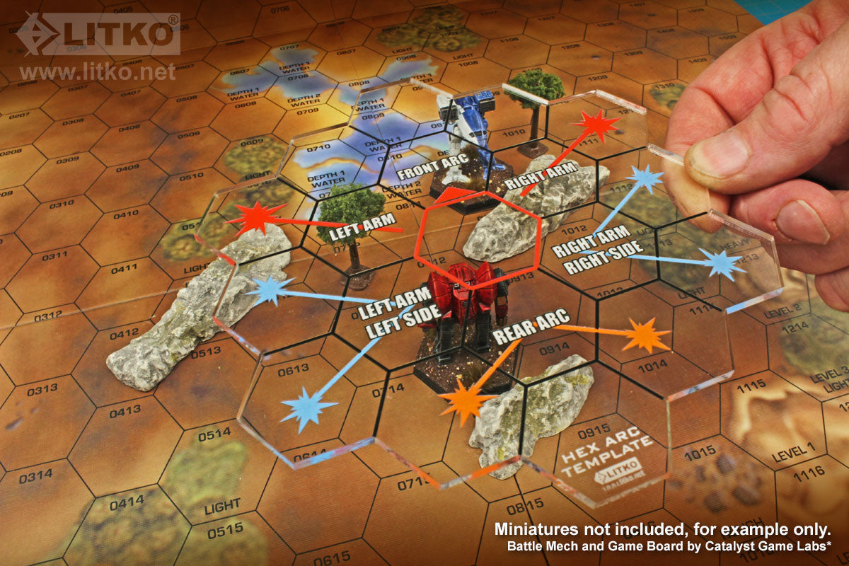 Premium Printed Mecha Hex Map Fire Arc Template