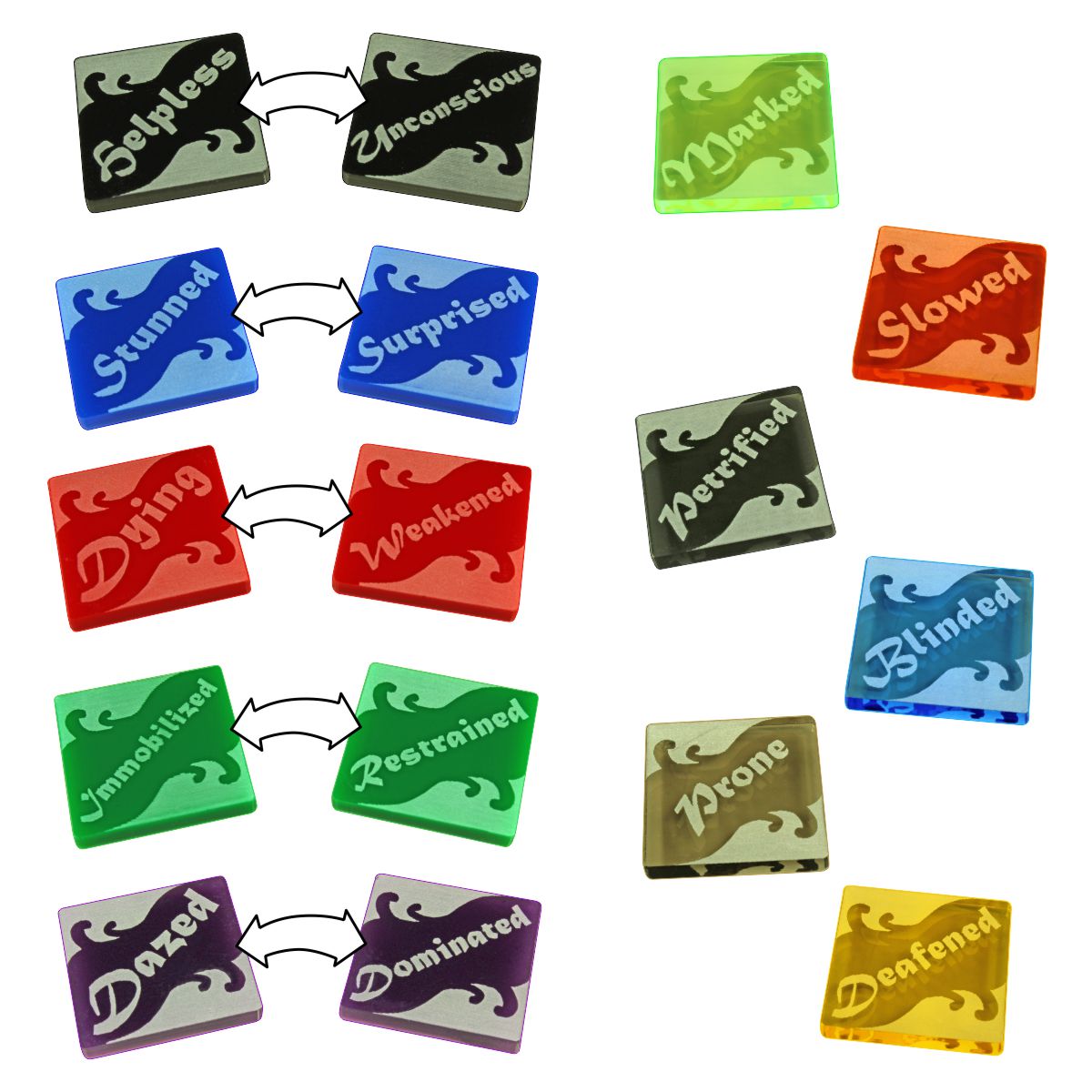 4E Fantasy RPG Condition Player Token Set Multi-Color 11