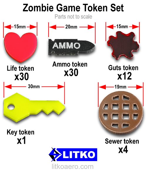 Zombie Game Token Set Multi-Color 77