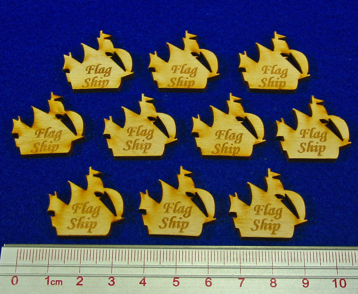 Flag Ship Tokens Natural Wood 10