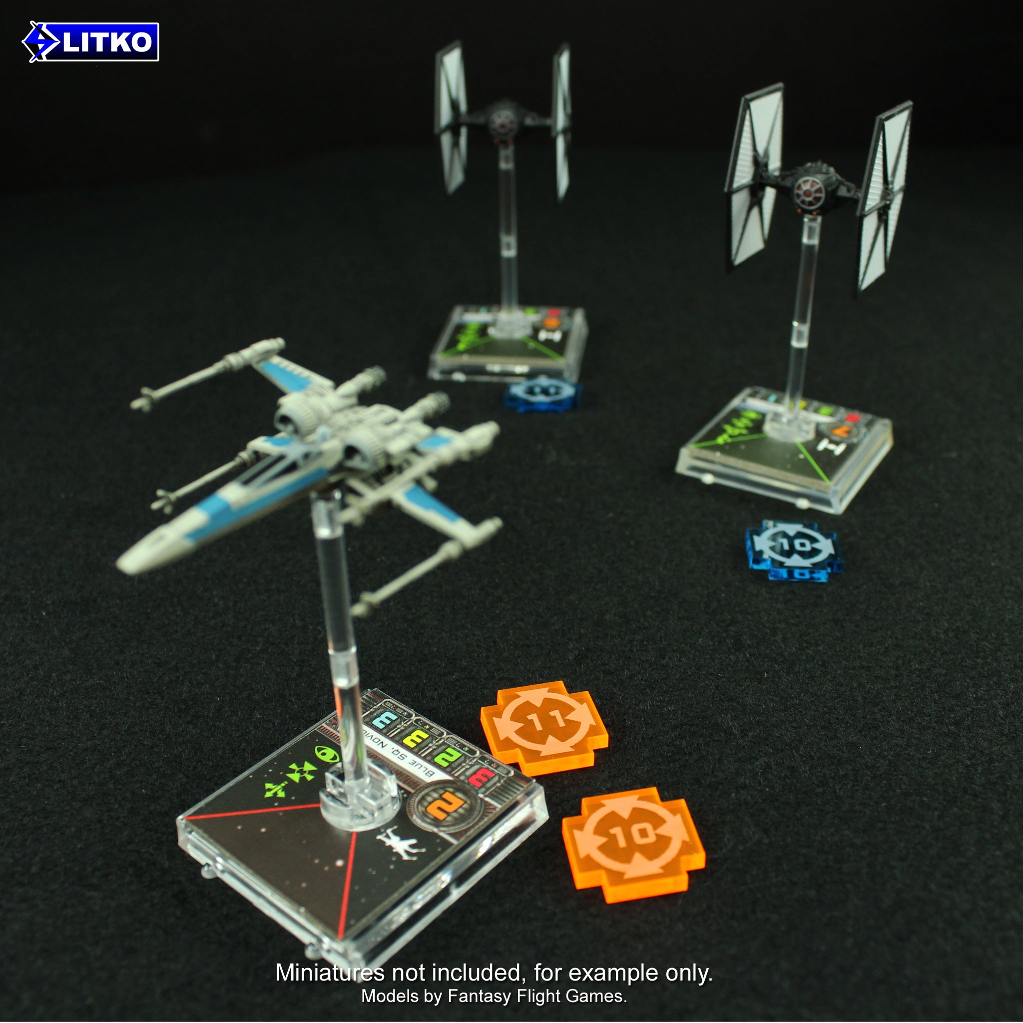 Space Fighter Target Lock Token Set 10-18 Fluorescent Blue & Orange 18