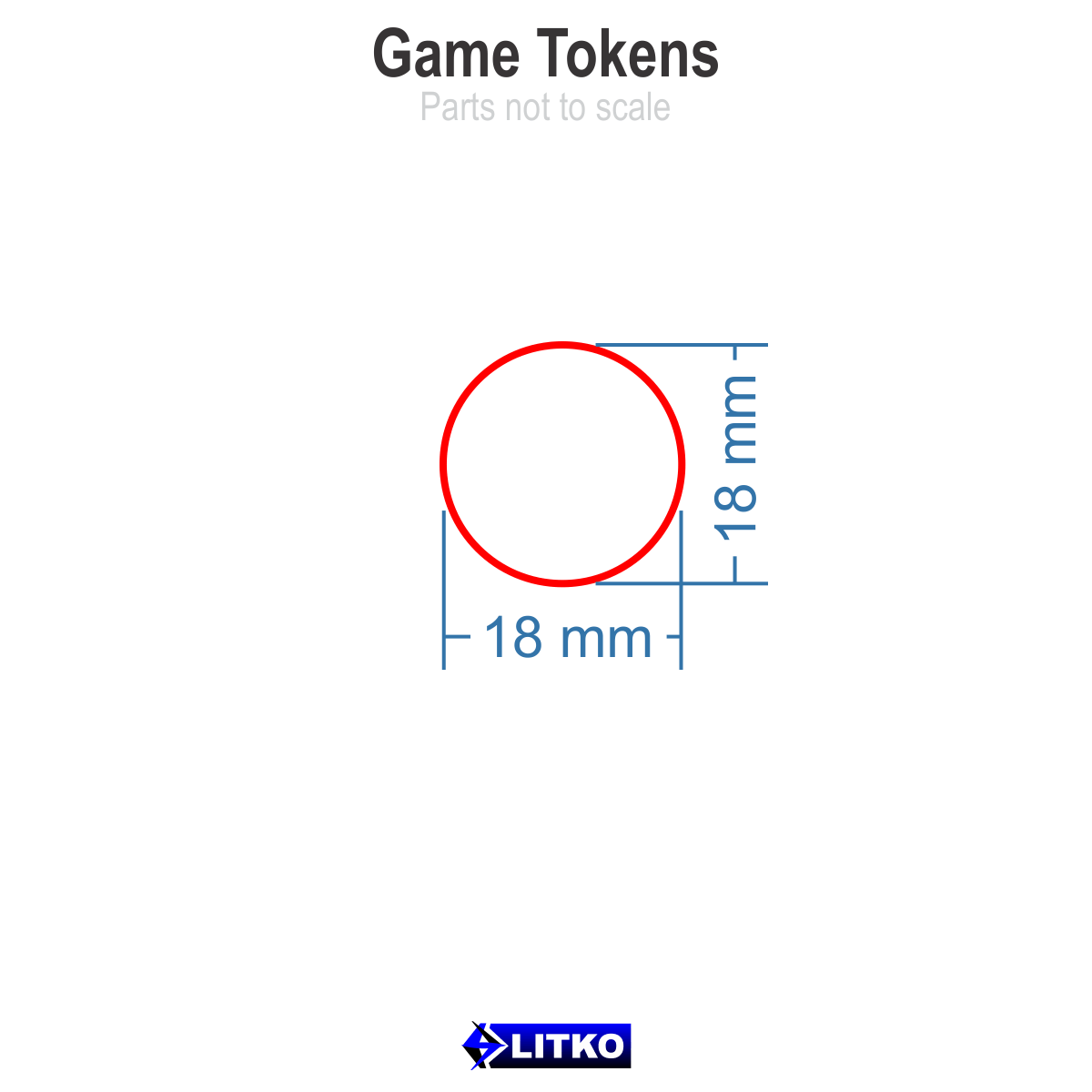 18mm Circular Game Tokens Red 25