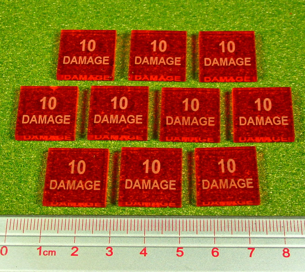 10-Damage Tokens Fluorescent Amber 10