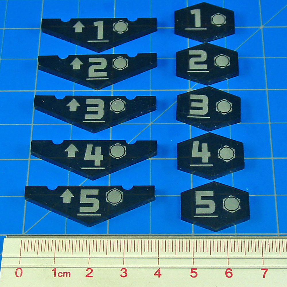 Space Fighter Order Place Holder Token Set 1-5 Translucent Grey 10