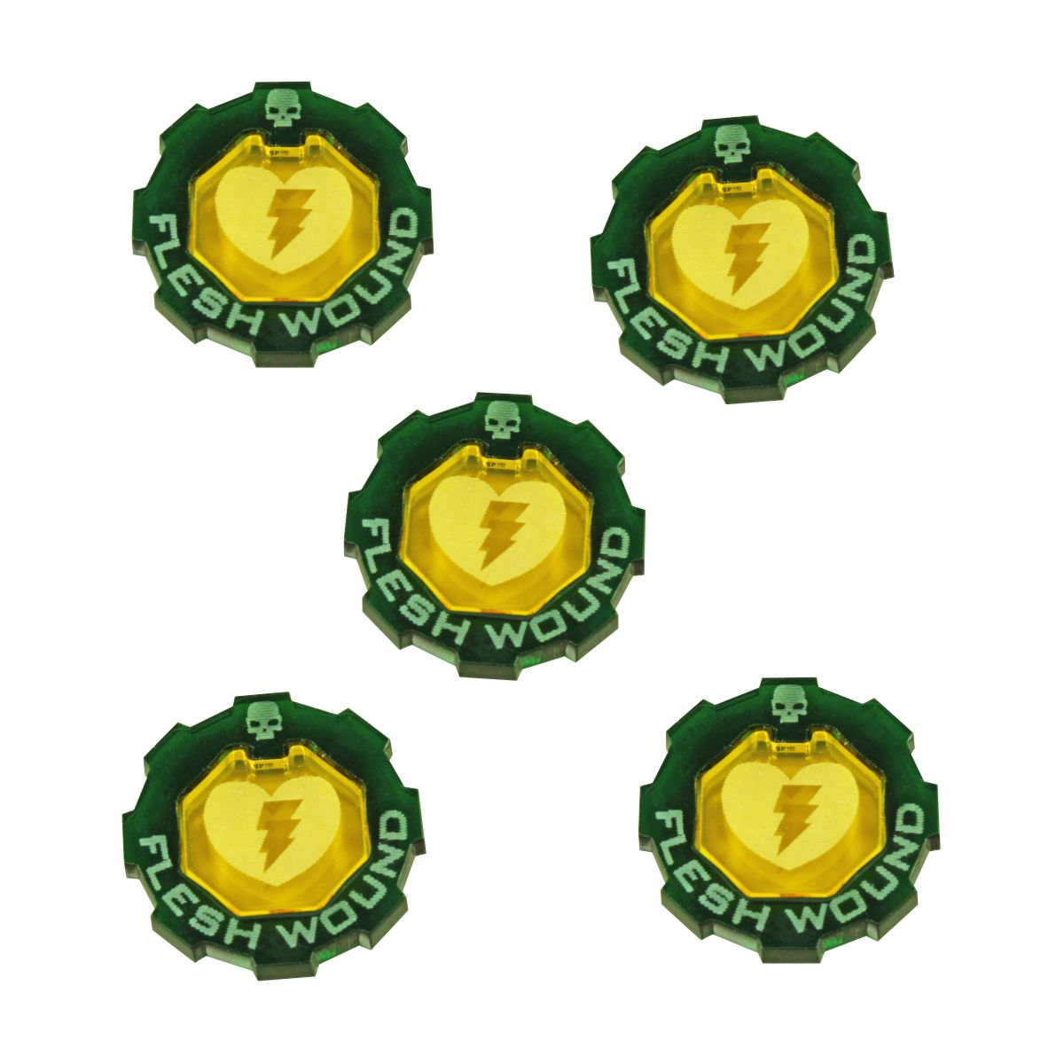 Armageddon Flesh Wound Token Set Transparent Yellow & Translucent Green 5