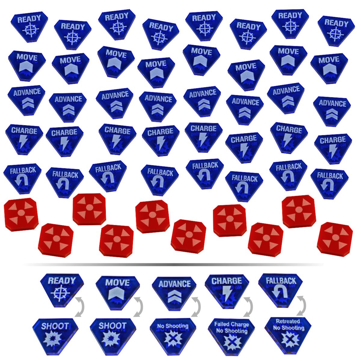Combat Token Set WHKT Translucent Blue & Red 50