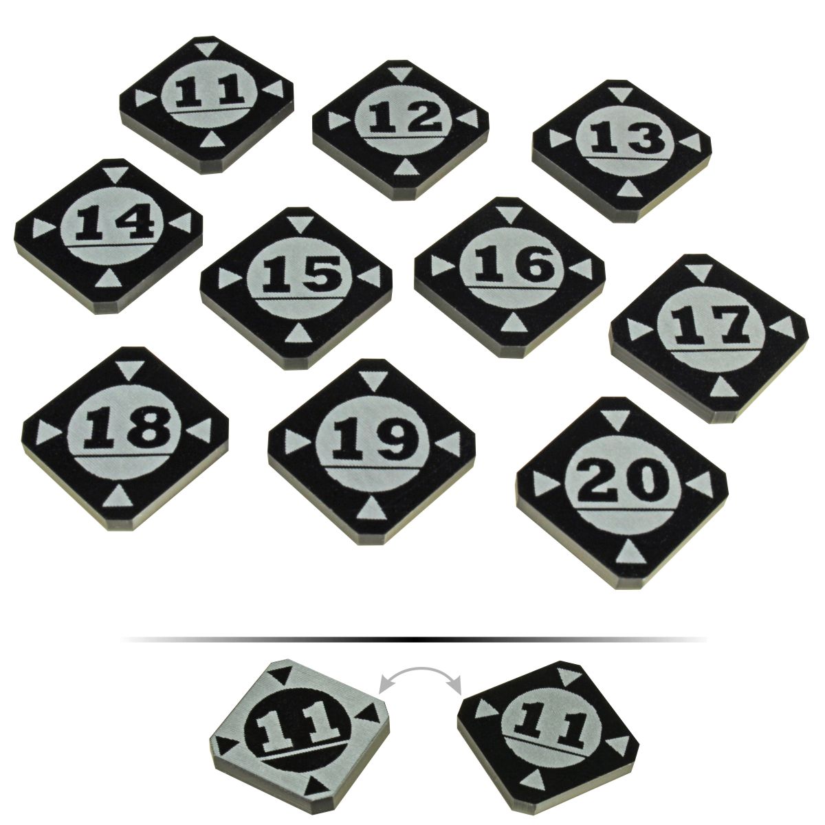 Space Fighter 2nd Ed Double-Sided Target Lock Token Set 11-20 Black 10